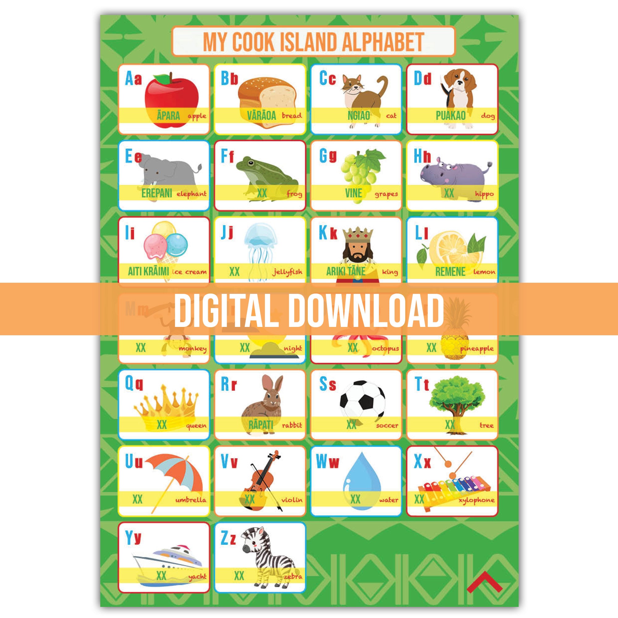 Alphabet Poster Digital Download - Cook Islands [Aitutaki] – ALK LEARNING